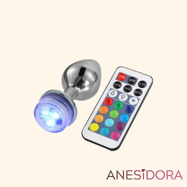 Metal LED butt plug remote control with Bodysafe material